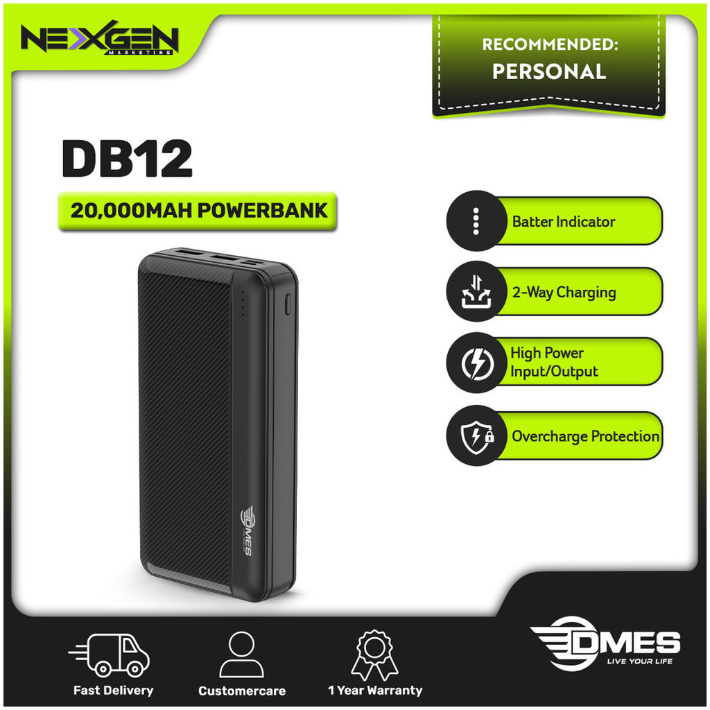 Dmes DB12 12W 20000mAh Powerbank Fast Charging Powerbank For Phone | Shopee Malaysia
