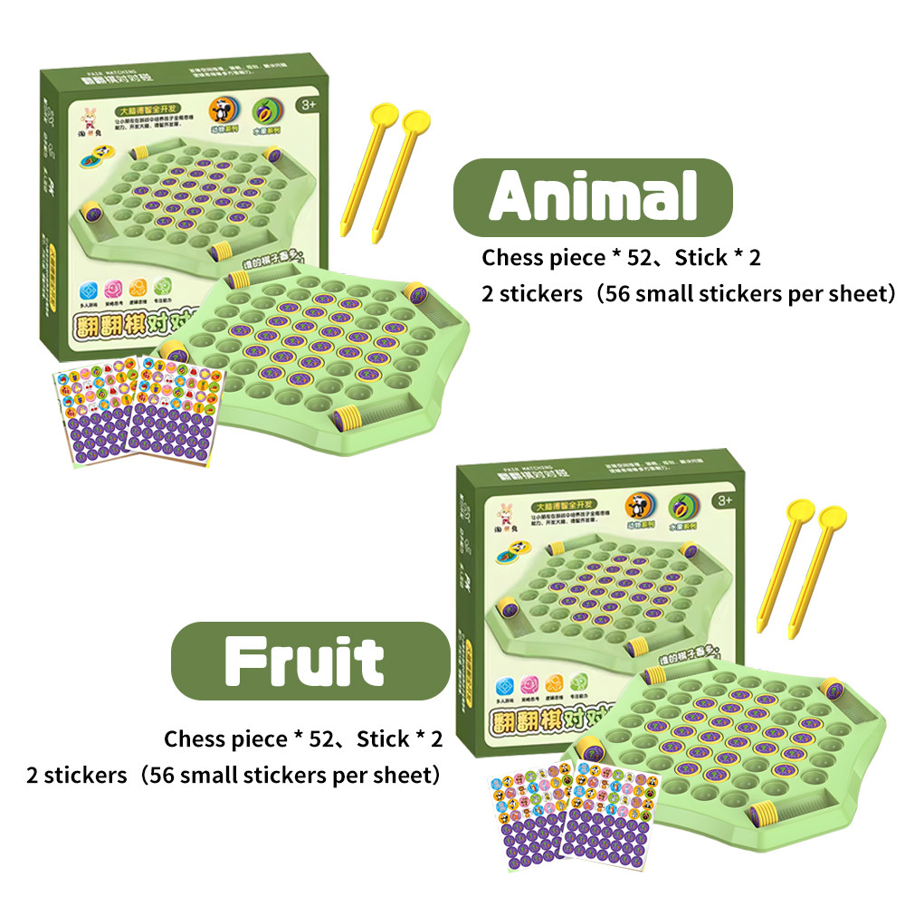BEVAVAR Kids Flipping Chess Match Animal Fruit Board Games For Kids ...