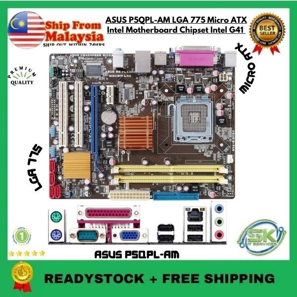ASUS P5QPL-AM LGA 775 Micro ATX Intel Motherboard Chipset Intel G41 | Shopee Malaysia