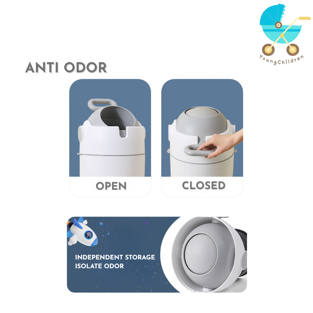 👶Nappy Bin Diaper Bin Tong Sampah Bertutup Tong Sampah Pampers Baby ...