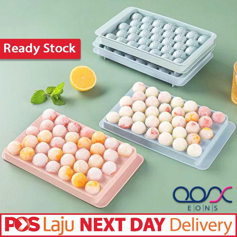 SMOOTH CHILL 💖 33 Holes Round Balls Ice Cube Jelly Maker Tray Box Baby ...