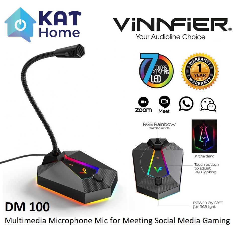 VINNFIER DM 100 MULTIMEDIA RGB MICROPHONE MIC WITH 360° OMNI-SURROUND ...