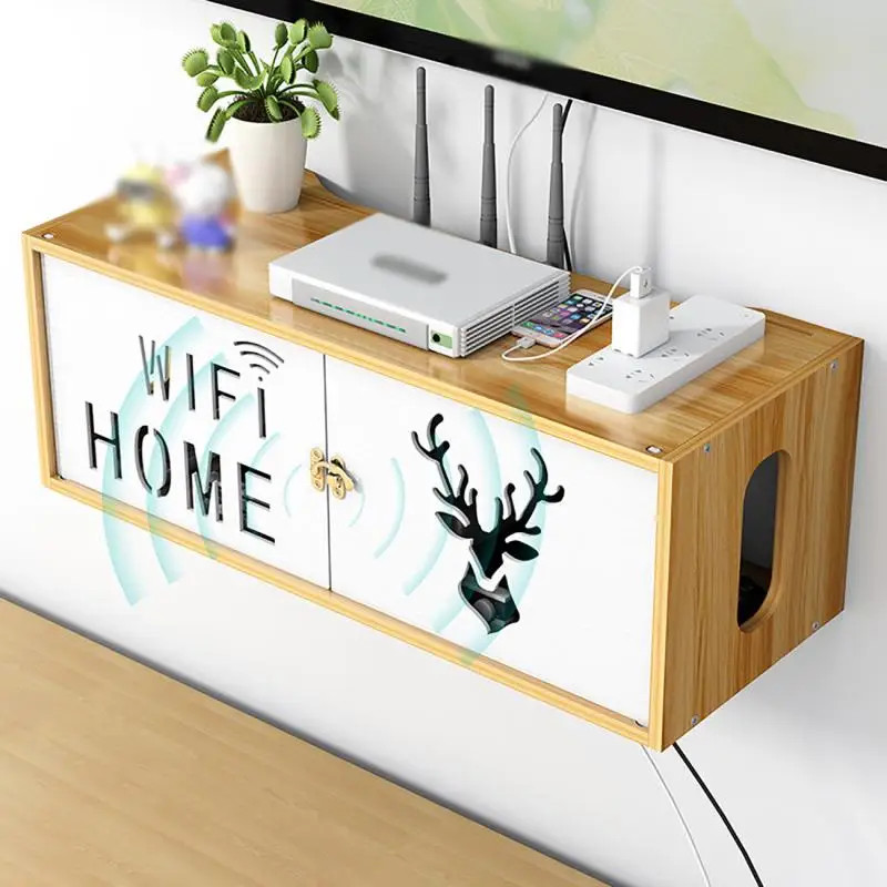 Punch-free WIFI Wireless Router Storage Box Wall-mounted Socket Set-top ...