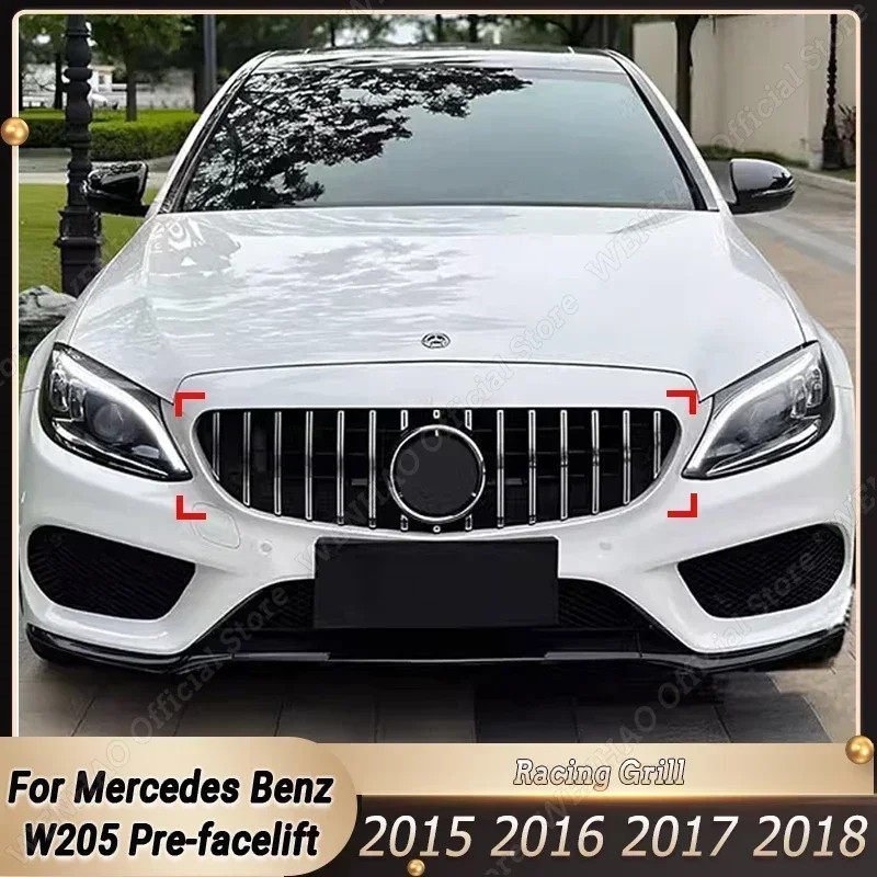 GT Style Car Front Bumper Grille Grill for Mercedes Benz C Class W205 ...