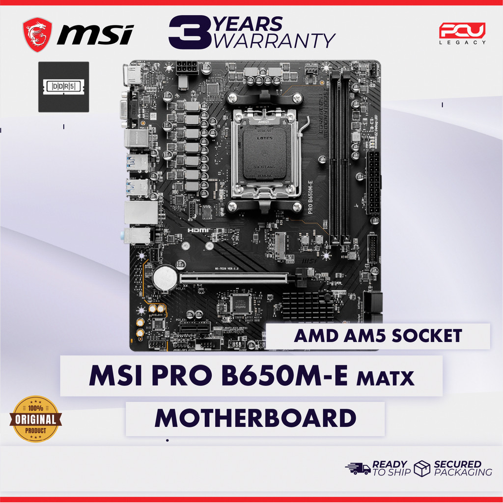 MSI PRO B650M-E MATX AM5 MOTHERBOARD (3 YEARS WARRANTY) | Shopee Malaysia