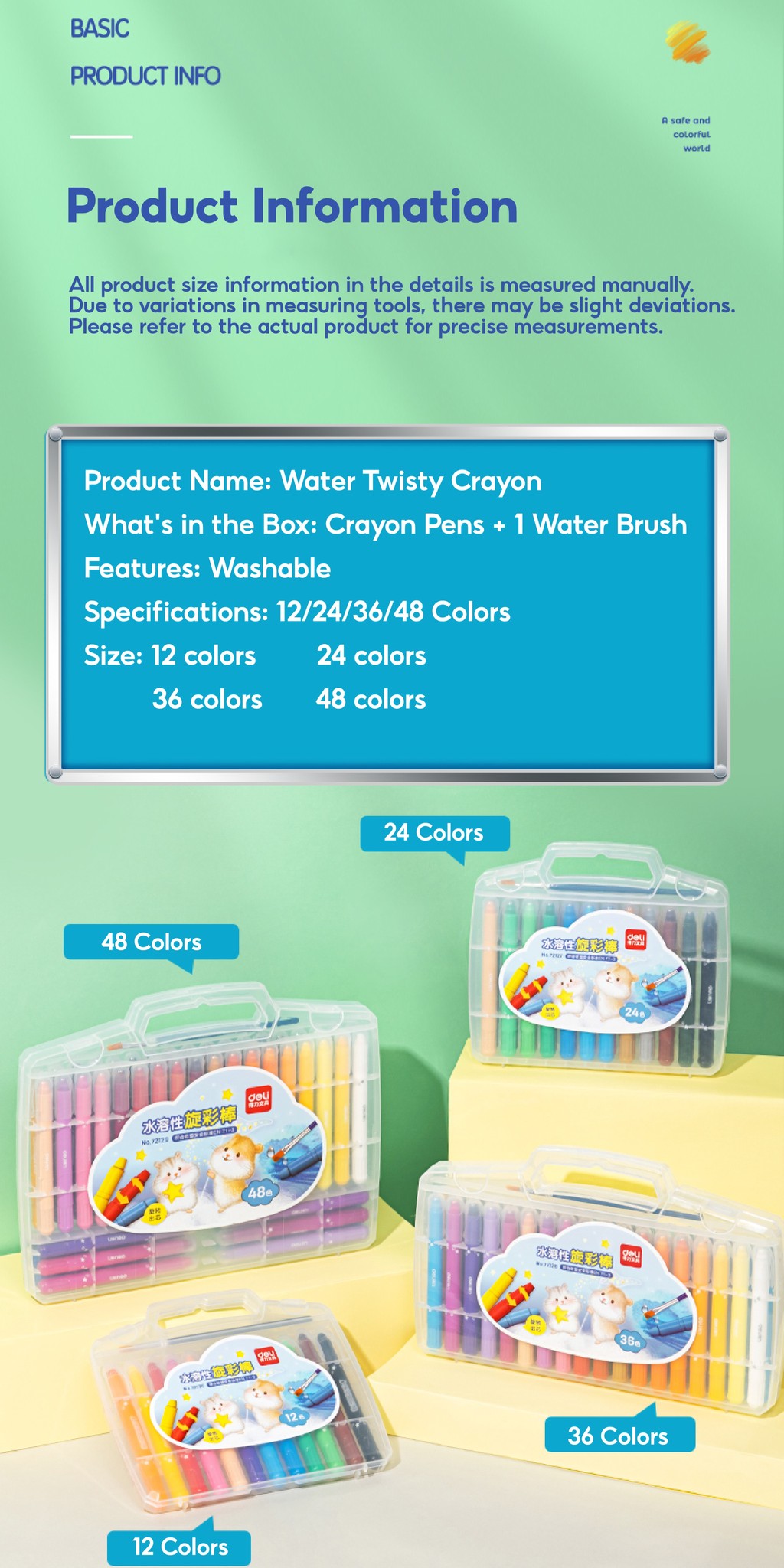 Deli Twist Crayon Pen Non Dirty Non Toxic Washable Painting Colouring ...