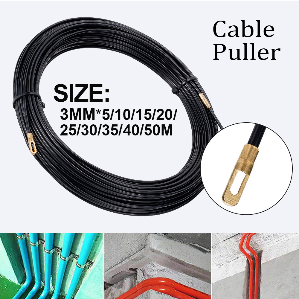 Nylon through wall wire black fiber optic cable puller is used to ...