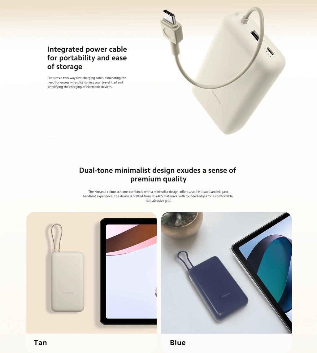 Xiaomi Power Bank Powerbank 10000mah 20000mah 33W Integrated Cable ...