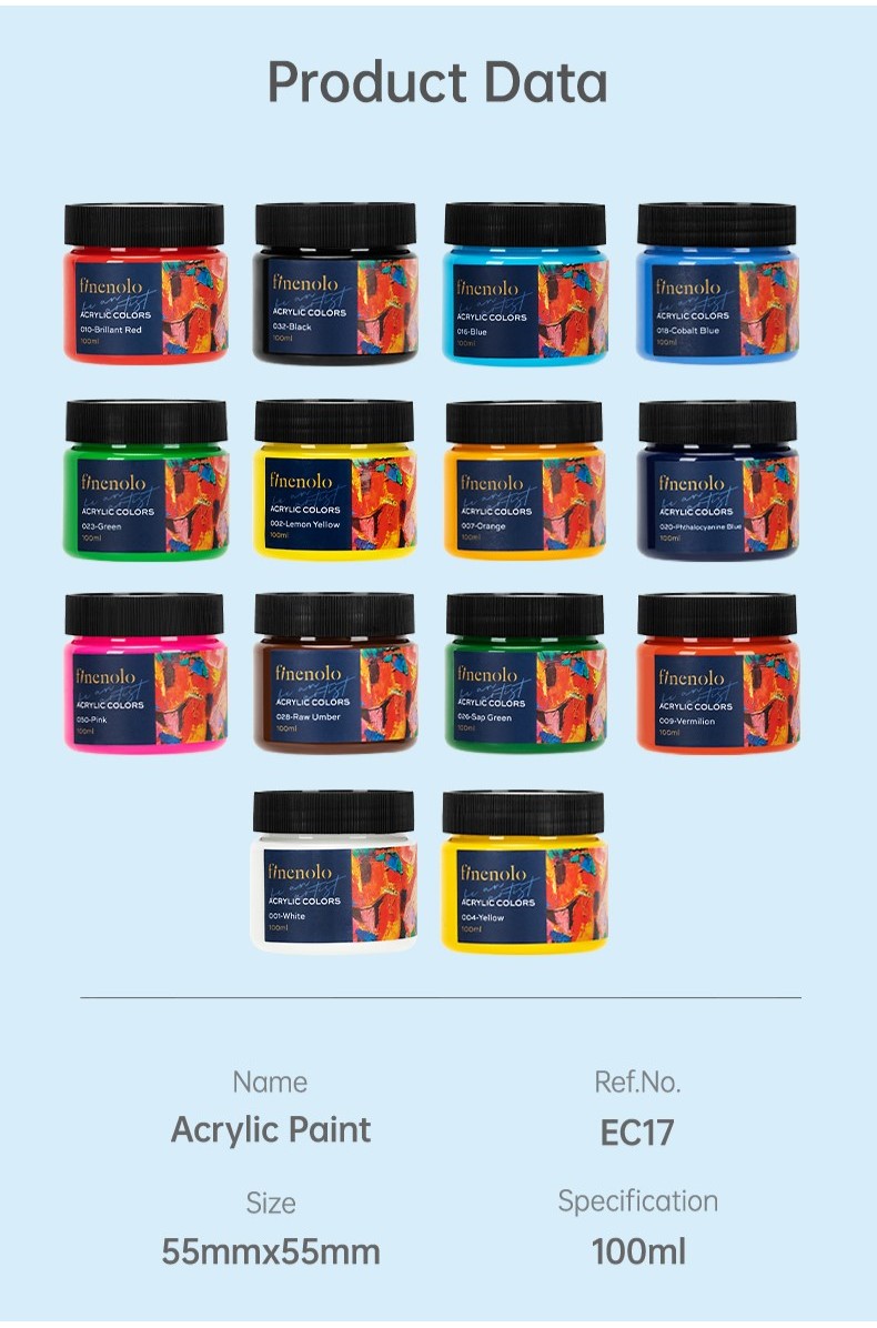 Deli Finenolo Acrylic Paint Colors (100ml) Cat Akrilik Waterproof ...