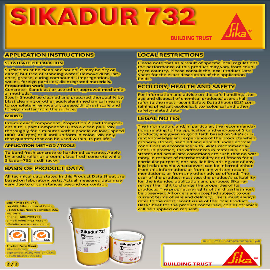 SIKA Sikadur-732 ( A+B ) 5KG Epoxy Raisin Bonding | Shopee Malaysia