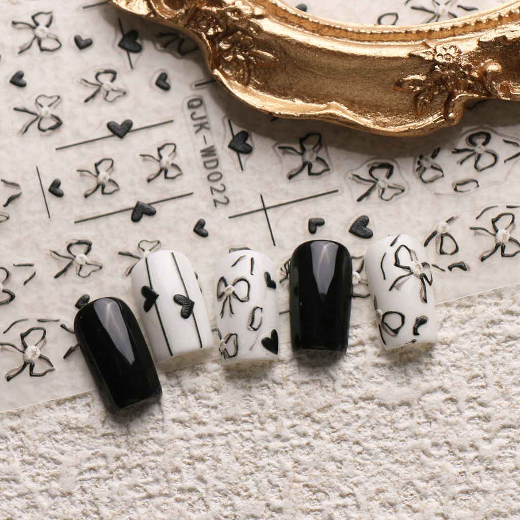 HAMA NAIL Embossed Nail Stickers Wholesale Bow Heart Nail Decoration ...