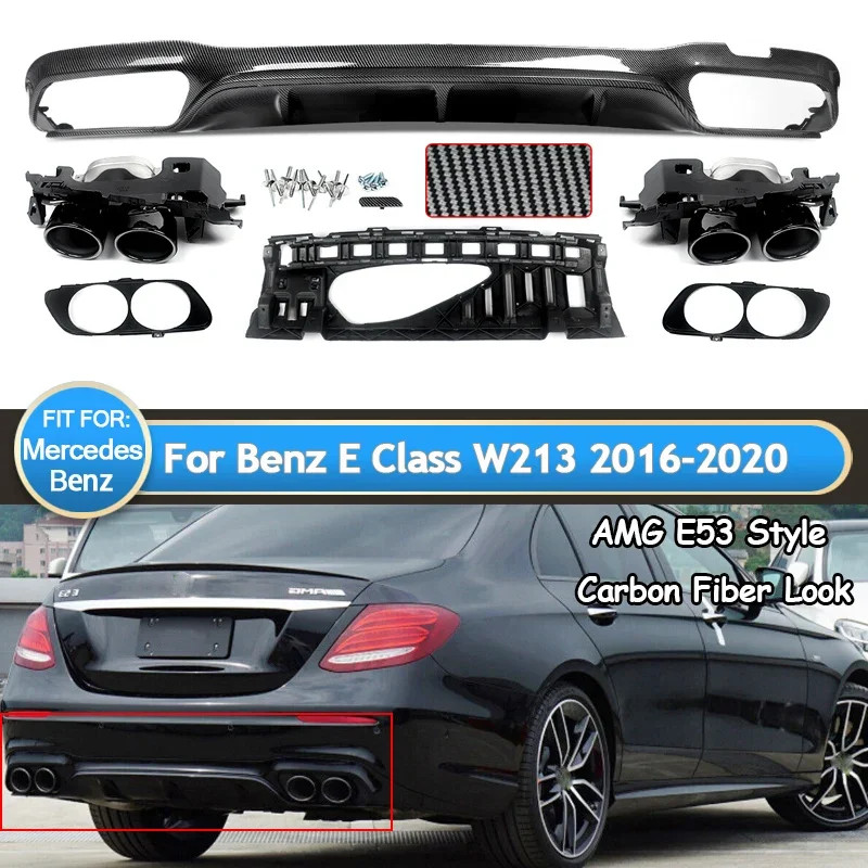 Rear Diffuser+Exhaust Tips For MERCEDES BENZ W213 E CLASS AMG-Line 2016 ...