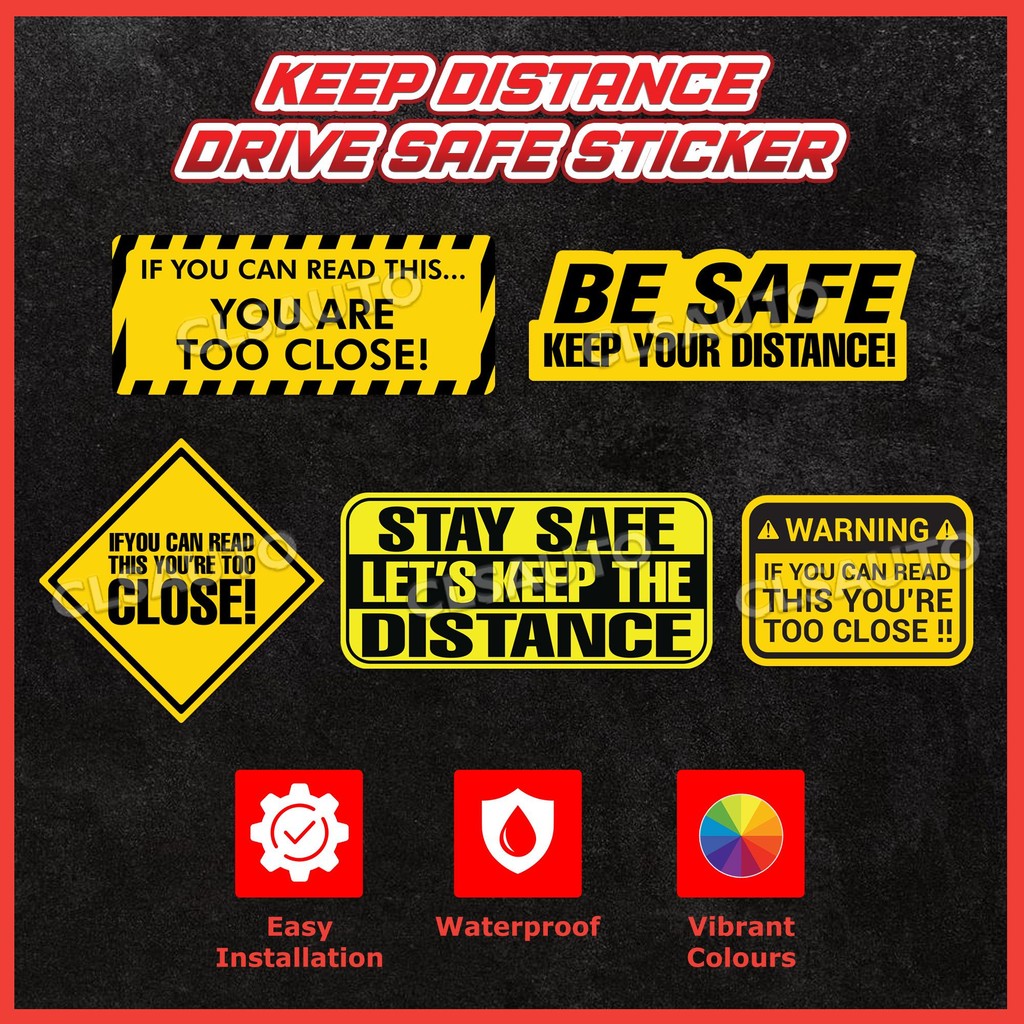 Drive Safe Keep Distance Car Sticker Caution [Multiple Designs ...