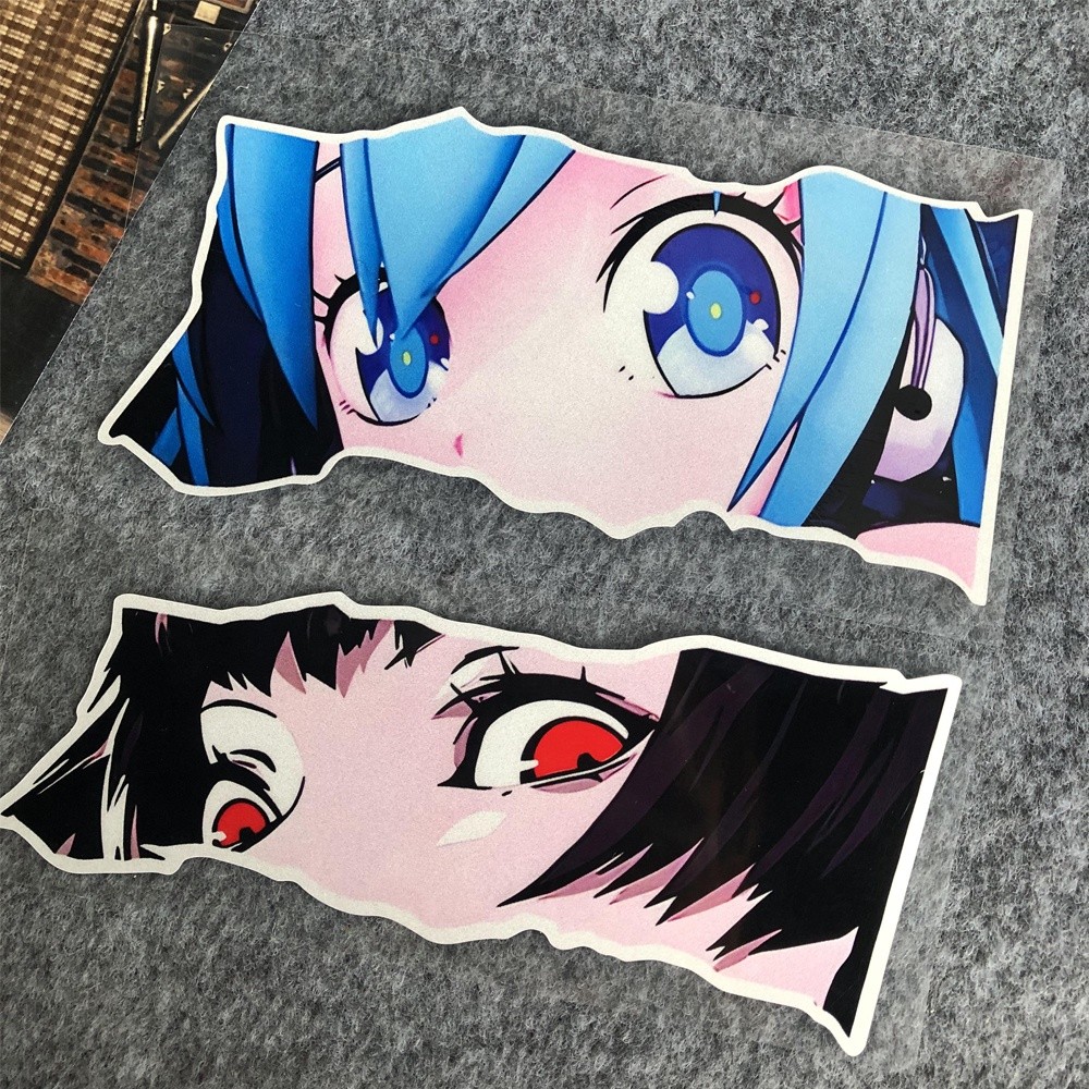 JDM Gaze Eyes Reflect Vinyl Motorcycle Car Decoration Badge Sticker For ...