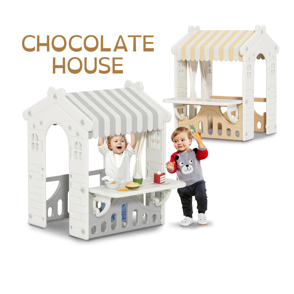 Kids Indoor Outdoor CHOCOLATE HOUSE Playhouse Children's Pretend Play ...