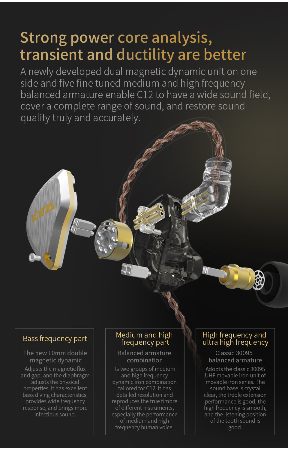 Uareliffe CCA C12 Metal Earphone 5BA+1DD Good Bass Hybrid HiFi In-ear ...