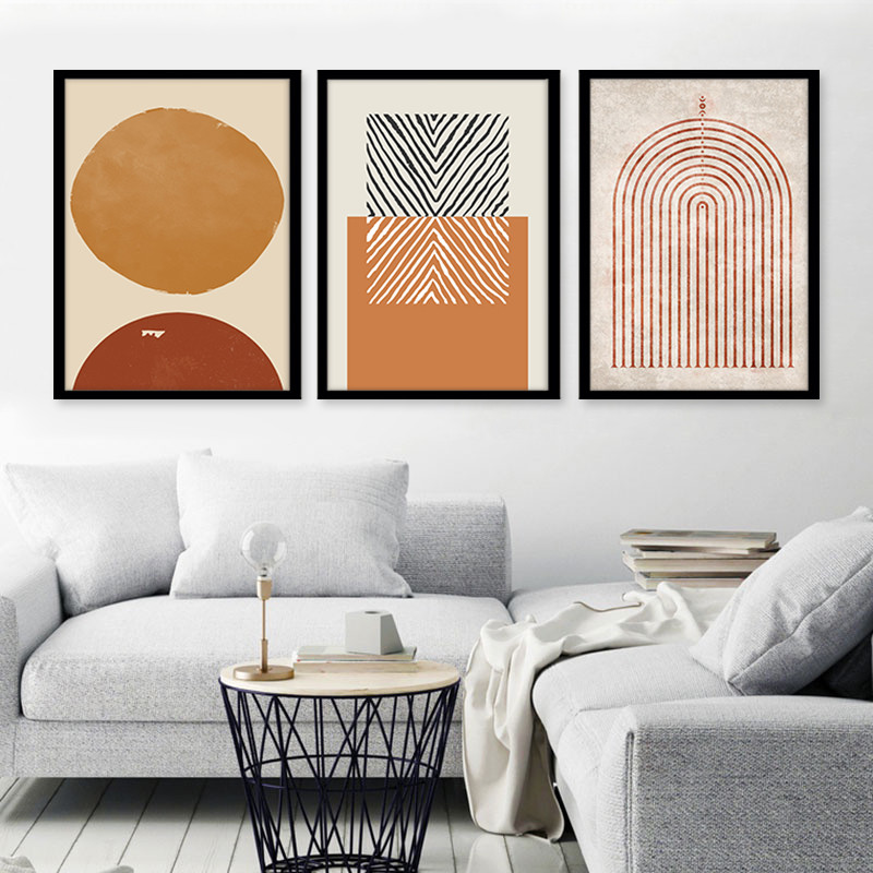 A4/A3 Frame 3PCS Abstract Art Poster Elliptical Line Shape Colorful ...