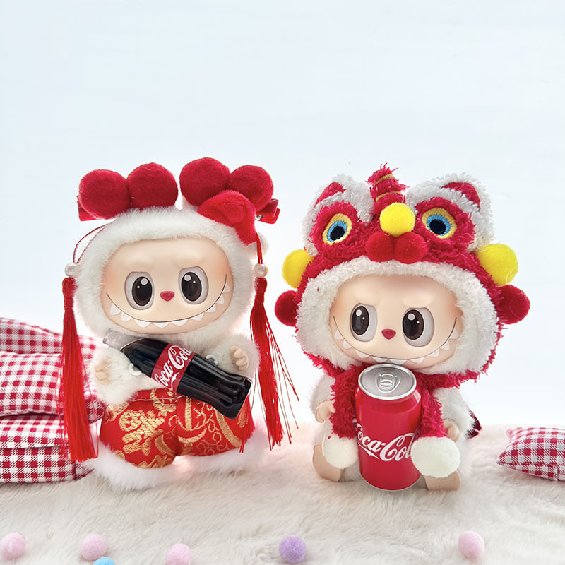 Labubu Coke Clothes Set New Year Dragon Hat for Have A Seat Labubu V1 ...