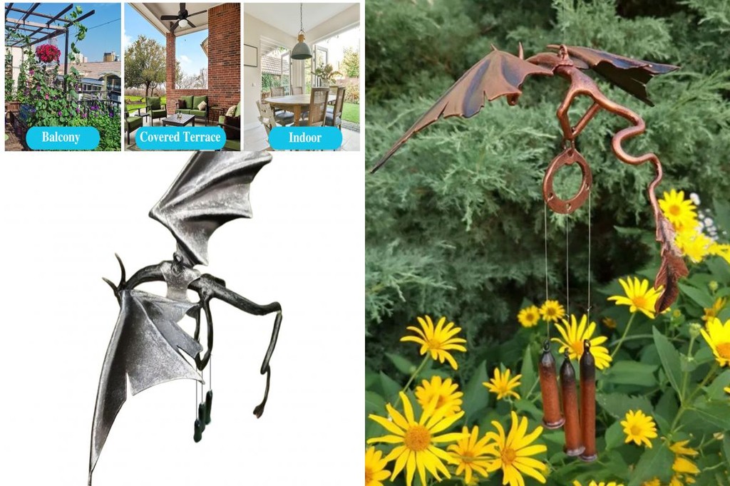 beinghat Medieval Dragon Decor Winged Dragon Wind Chime Vintage Dragon ...