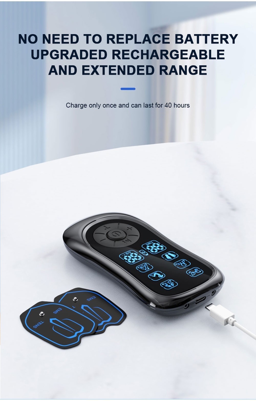 EMS Rechargeable Tens Unit Muscle Stimulator EMS Electric Pulse Impulse ...