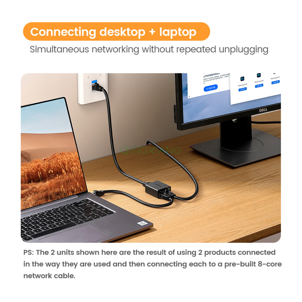 UGREEN RJ45 Splitter 1 to 2 Ethernet Adapter Internet Network Cable ...