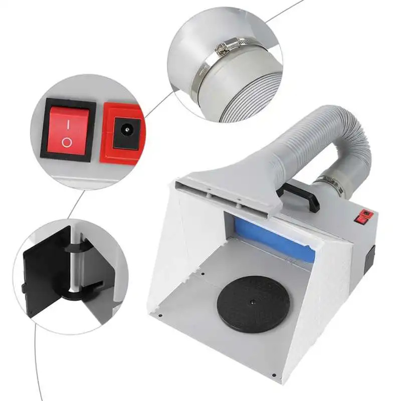 Airbrush Spray Booth with Turn Table Foldable Exhaust Filter Extractor ...
