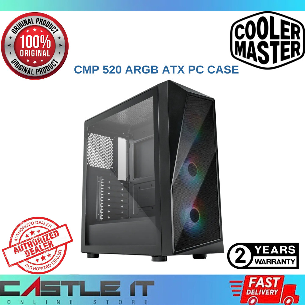 Cooler Master CMP 520 ATX Case Black High Airflow Mesh Front Panel ...