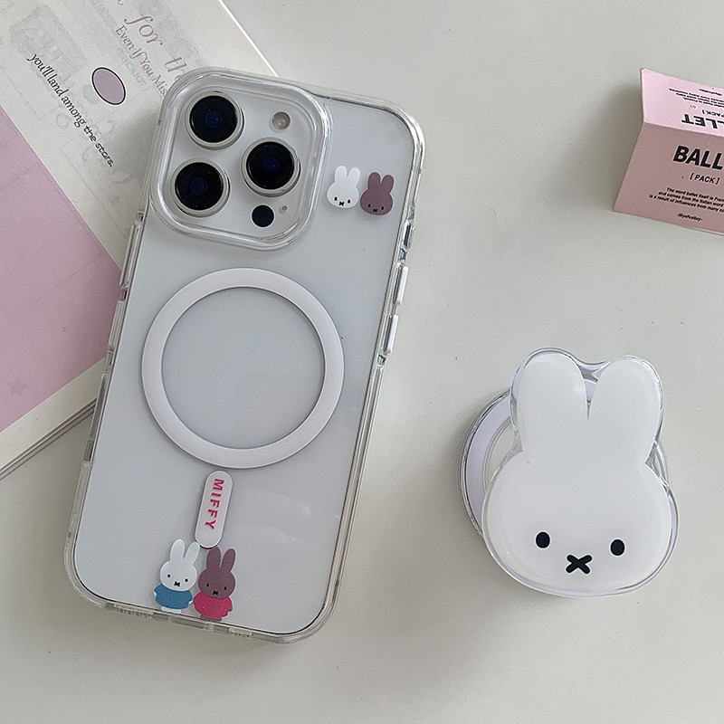 Cartoon Cute Miffy Rabbit Holder Stand Wireless Charging Phone Case ...