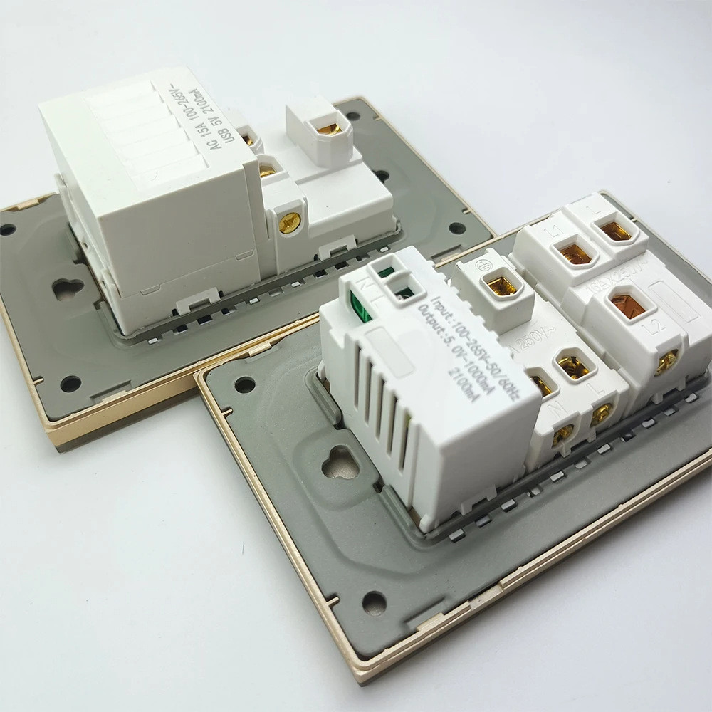 Type 118 Type Taiwan Specifications Wall Switch Golden Tempered Glass ...