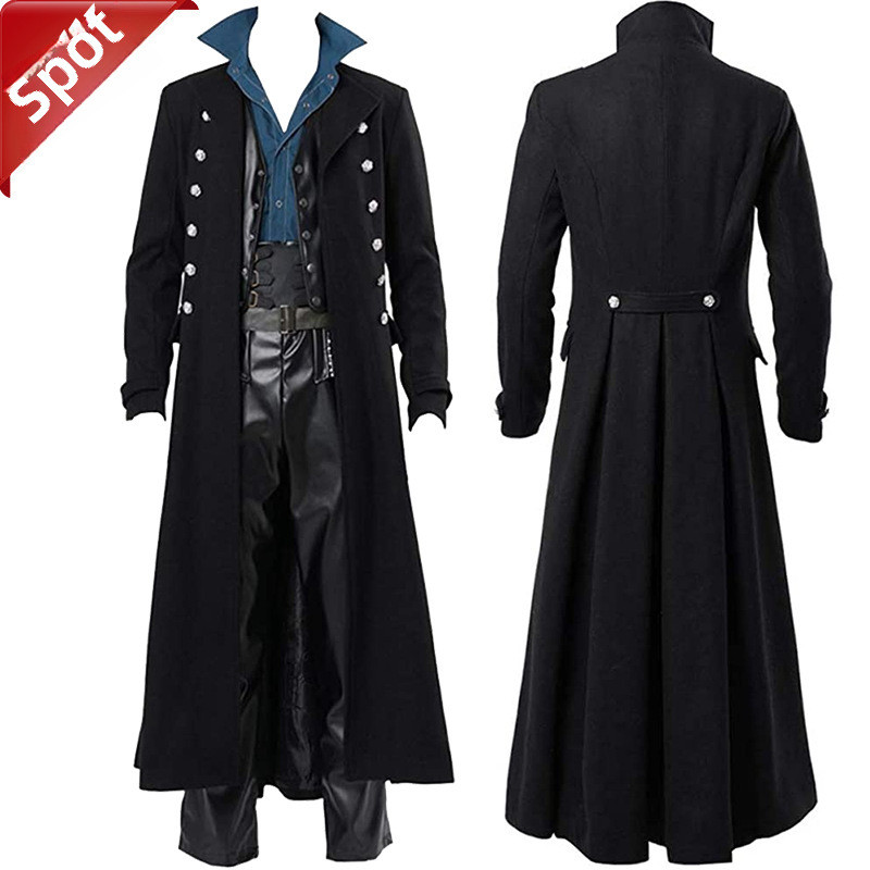 Men's Steampunk Retro Jacket Gothic Victorian Era Frog Coat Uniform ...