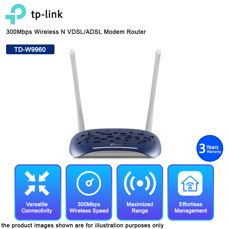 TP-Link TD-W9960 300Mbps Wireless N VDSL / ADSL Modem Router supports TM Streamyx / Unifi ...