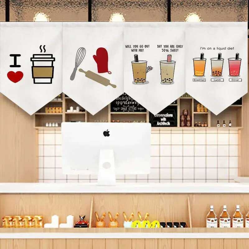 Milk Tea Triangular Flag Coffee Shop Storefront Bar Counter Door ...