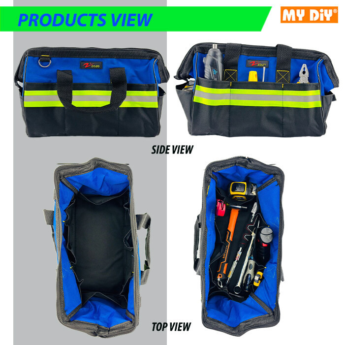 16 POCKET 16" HEAVY DUTY TOOLS BAG WITH SAFETY REFLECTIVE STRIPE 16 ...