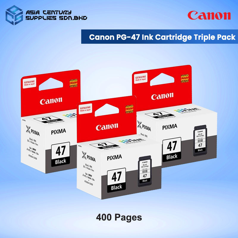 Canon PG-47 Black X 3 PCS (Triple Pack) Original Ink Cartridge / Canon E400 E410 E470 E417 E460 ...