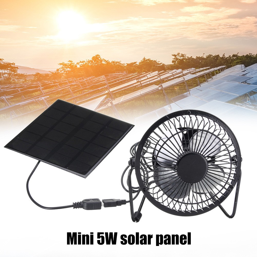RAINBBWW~4 Inch Solar Panel Powered Fan 5W Solar Powered Fan Solar ...