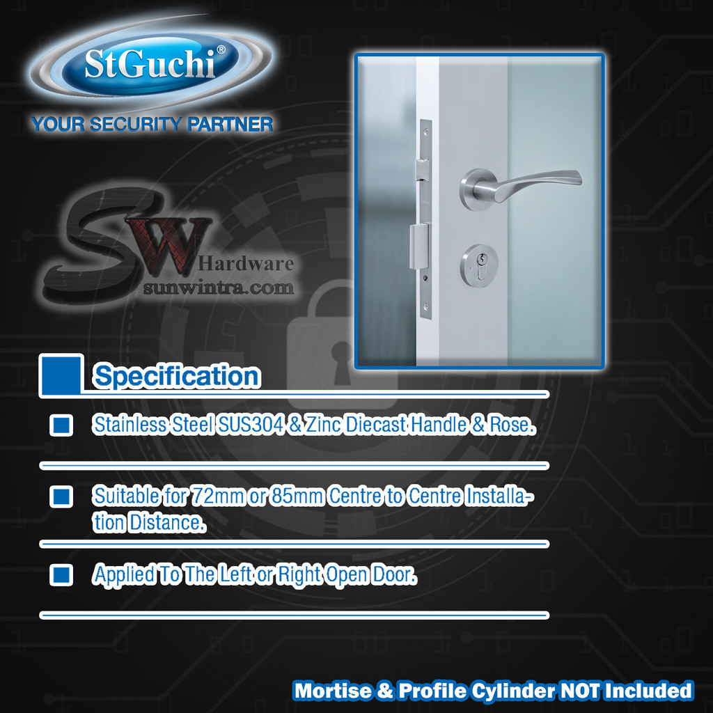 ST GUCHI SGLHR-6861 LEVER MORTISE LOCKSET COMPLETE SET 60MM / 70MM ...