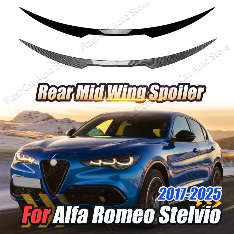 For Stelvio Car Rear Trunk Mid Spoiler Tailgate Tuning Roof Middle Tail ...