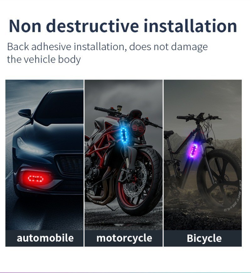 1/2/4pcs Motorcycle Anti Rear End Light - Solar Car Strobe Flashing ...