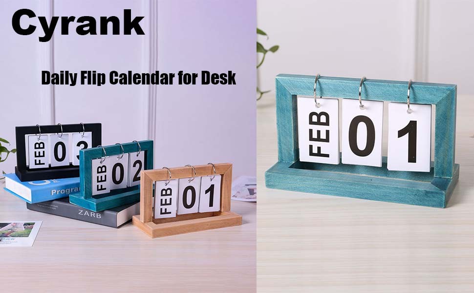 BC Calendar Pages Handcrafted Table Wooden Retro Office Desk Flipping ...
