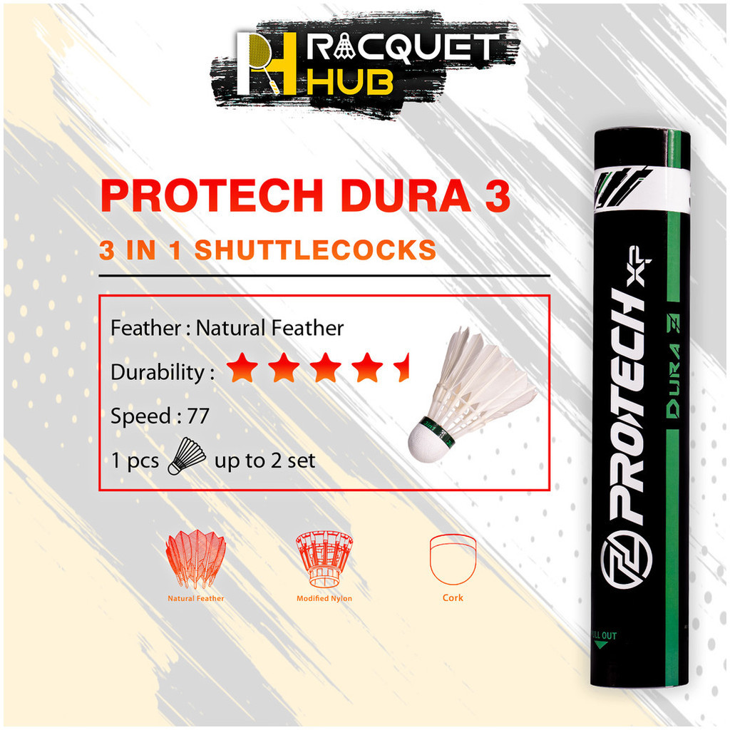 PROTECH 3 IN 1 HYBRID SHUTTLECOCK - DURA 3 (SPEED 77)(Super Durable ...