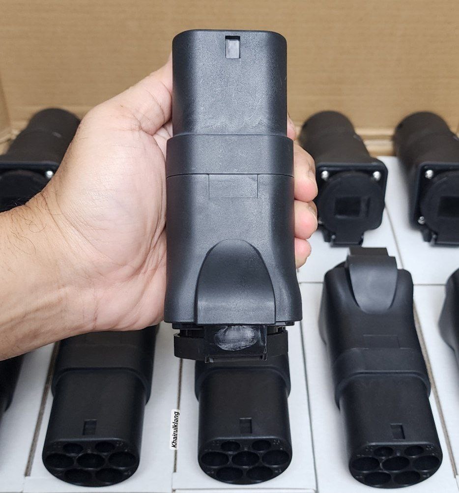 EV Type 2 Male Socket to EU/UK Plug Charging Adapter Portable Connector ...
