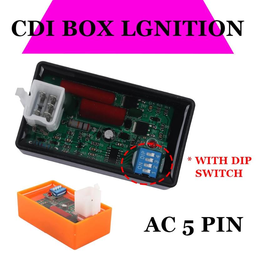 Motorcycle Lgnition CDI Box with DIP Switch, 5 Pins AC WAVE100 Racing ...