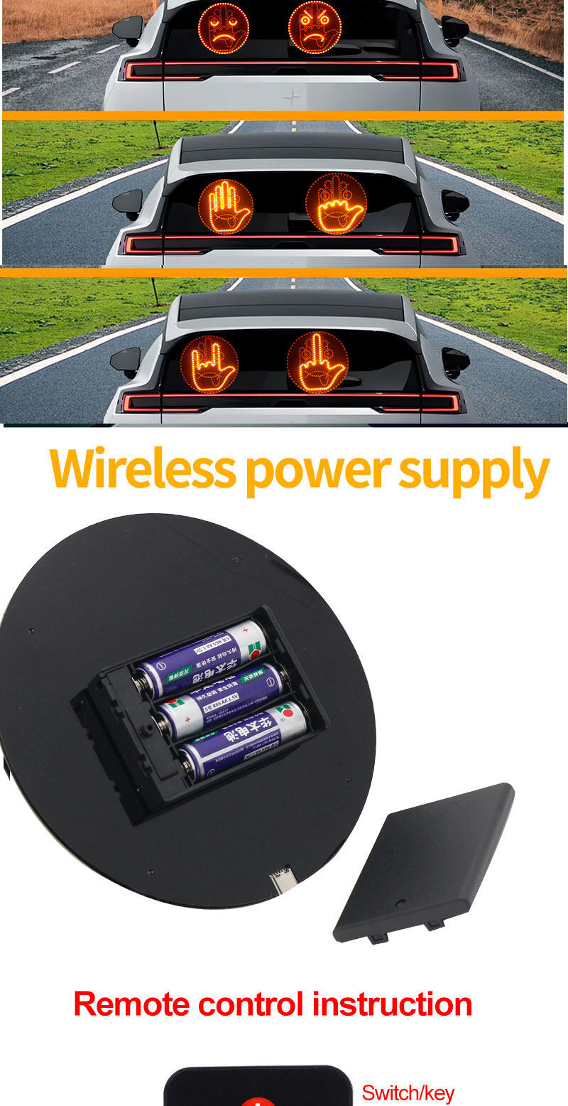 Car LED fun expression light smiley face light rear window multi ...