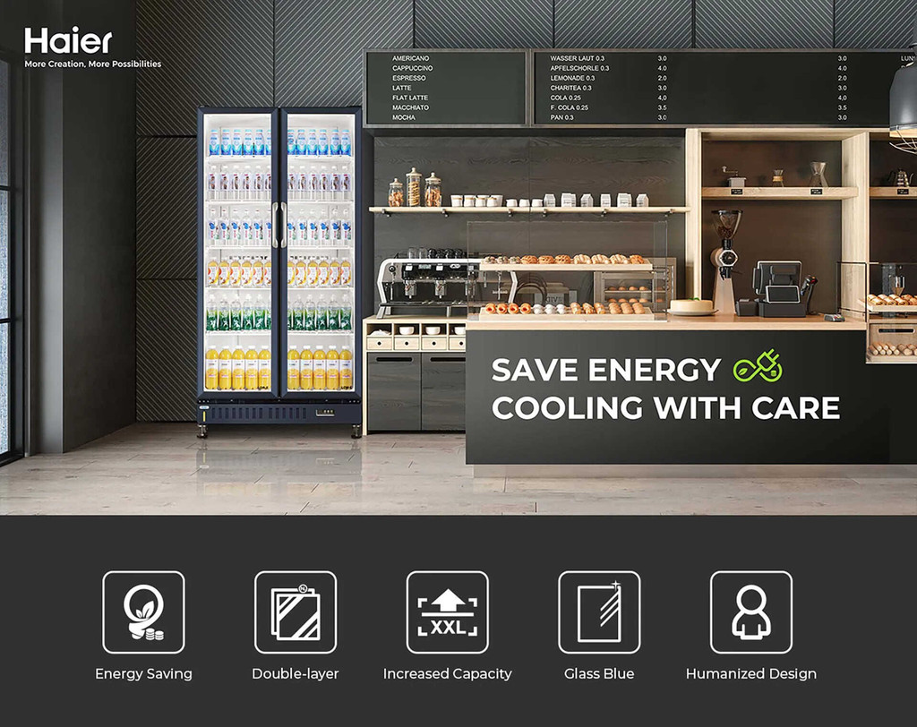Haier 865 L Display Chiller Showcase SC‑865E | Double‑Layer Glass | LED ...