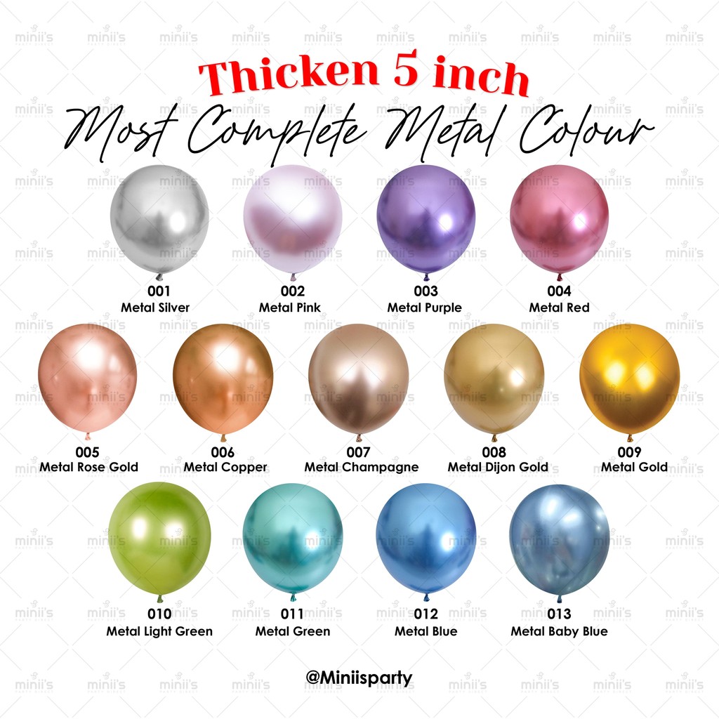 MINIIS PARTY 10Pcs / 100Pcs 5 inch Metallic Balloon Chrome Balloon ...