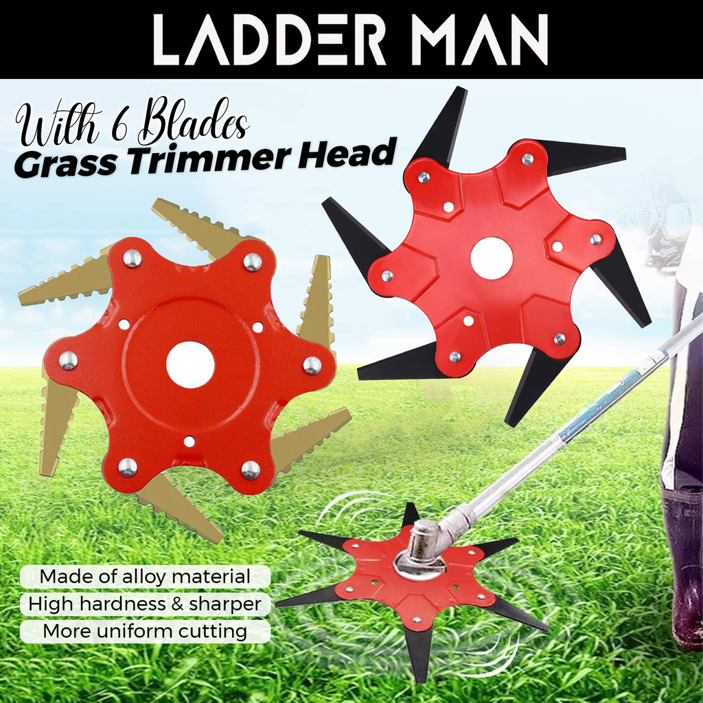 Trimmer Head with 6 Blades Lawn Mower Grass Weeding Replacement Blade ...