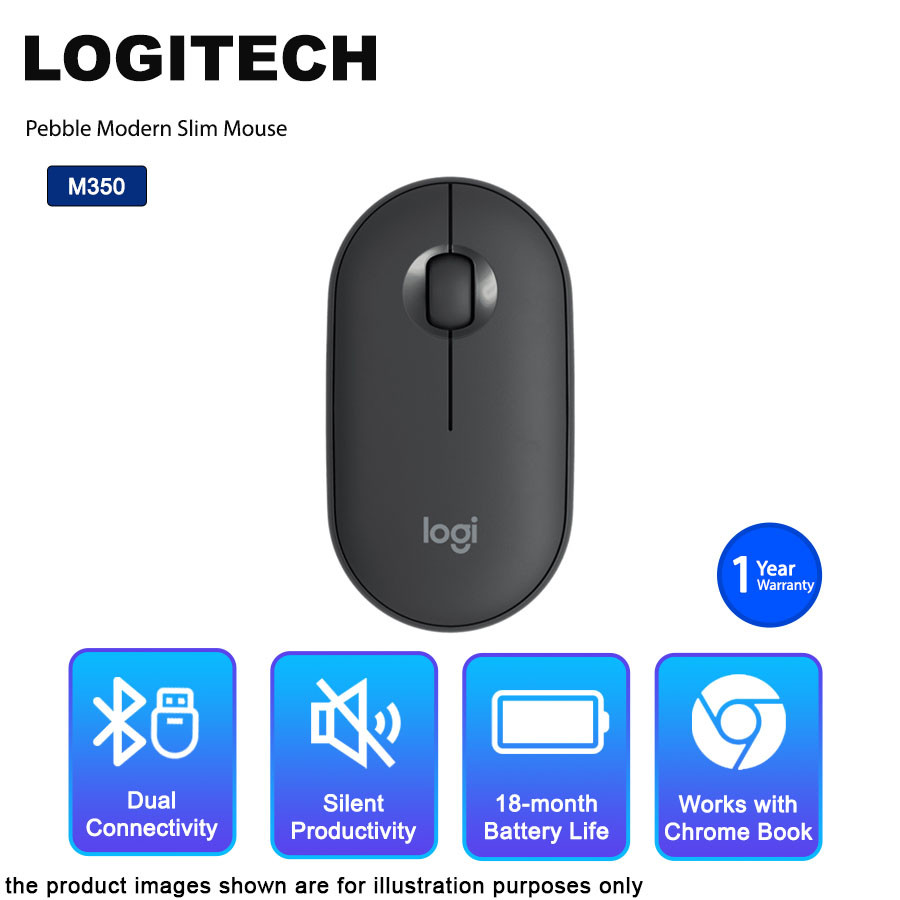 Logitech Pebble M350 Modern Slim and Silent Wireless Bluetooth Mouse ...