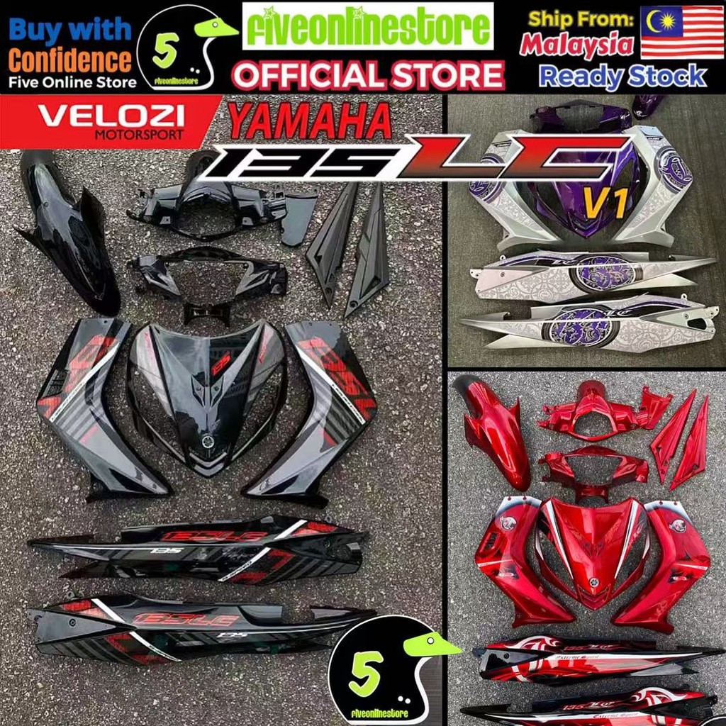 LC135 V1 Cover Set Velozi Hitam Batman Merah Batik Panda Putih Hitam ...