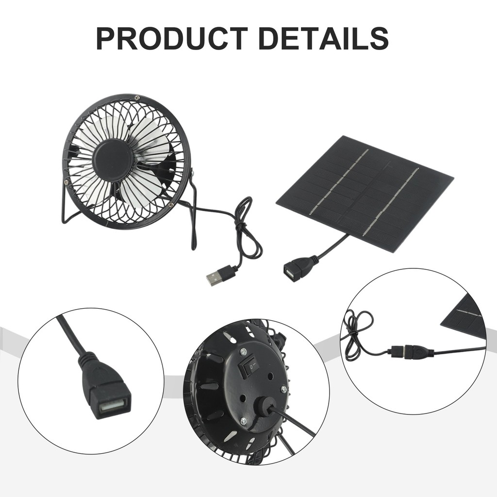 YAFEXHM 】4 Inch Solar Panel Powered Fan 5W Solar Powered Fan Solar ...