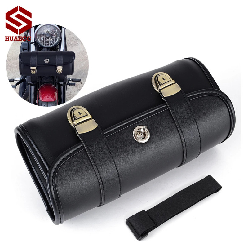 Motorcycle Cruiser Tool Bag Fork Barrel Shape Handlebar Front Fork Bag ...